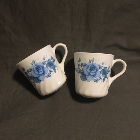 Corningware | Kitchen | Vintage Corningware Blue Velvet Rose Tea Cups 2 ...